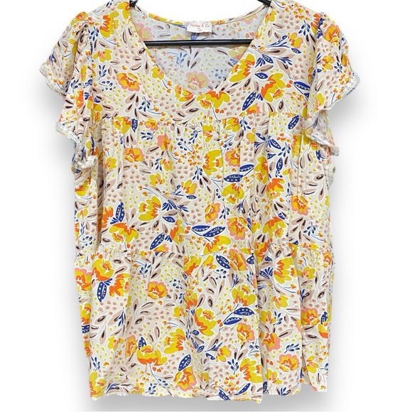 Haley & Co | Tops | Sunshine Blooms Haley Co Floral Rhapsody Flutter ...